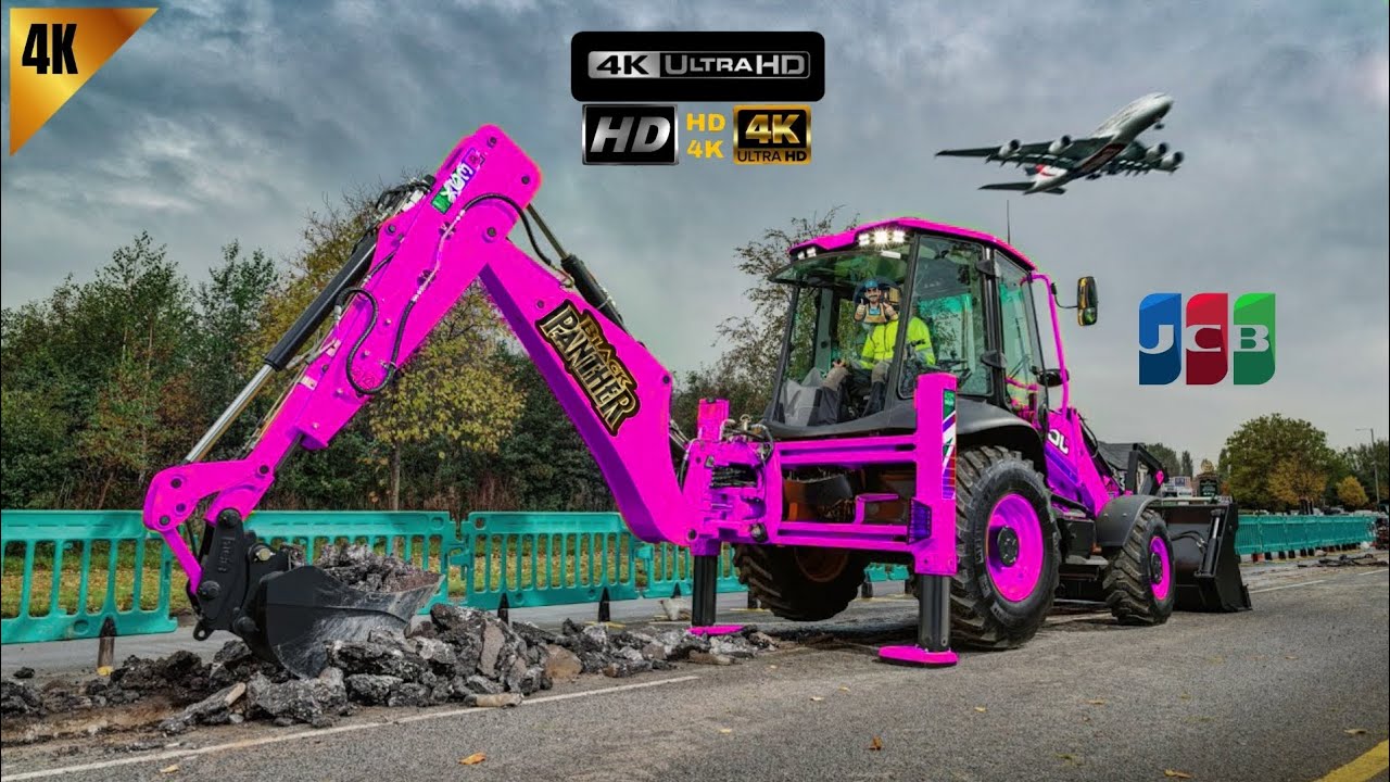 JCB work ll JCB machine ll excavator operator in Village ll pink colour ...