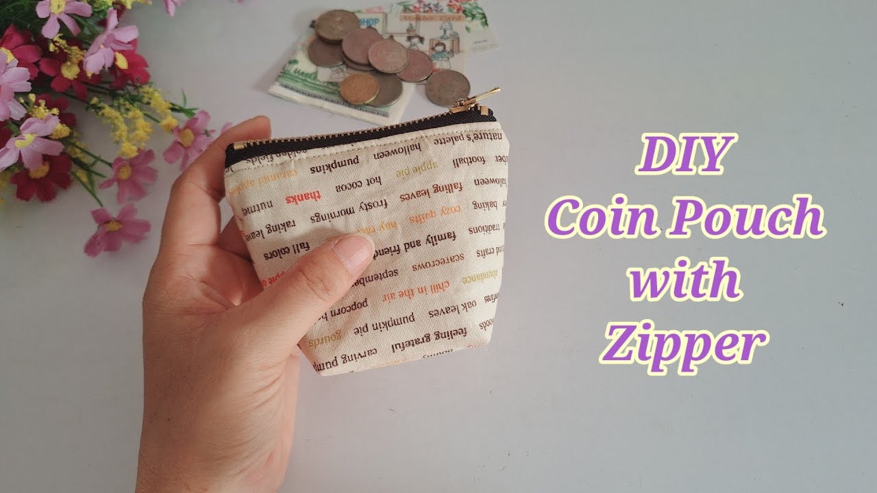 DIY Coin Pouch with zipper. step by step. easy to sew. very basic ...