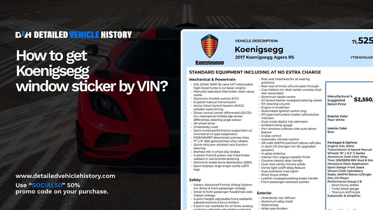HOW TO GET YOUR KOENIGSEGG WINDOW STICKER BY VIN? | Koenigsegg Window ...