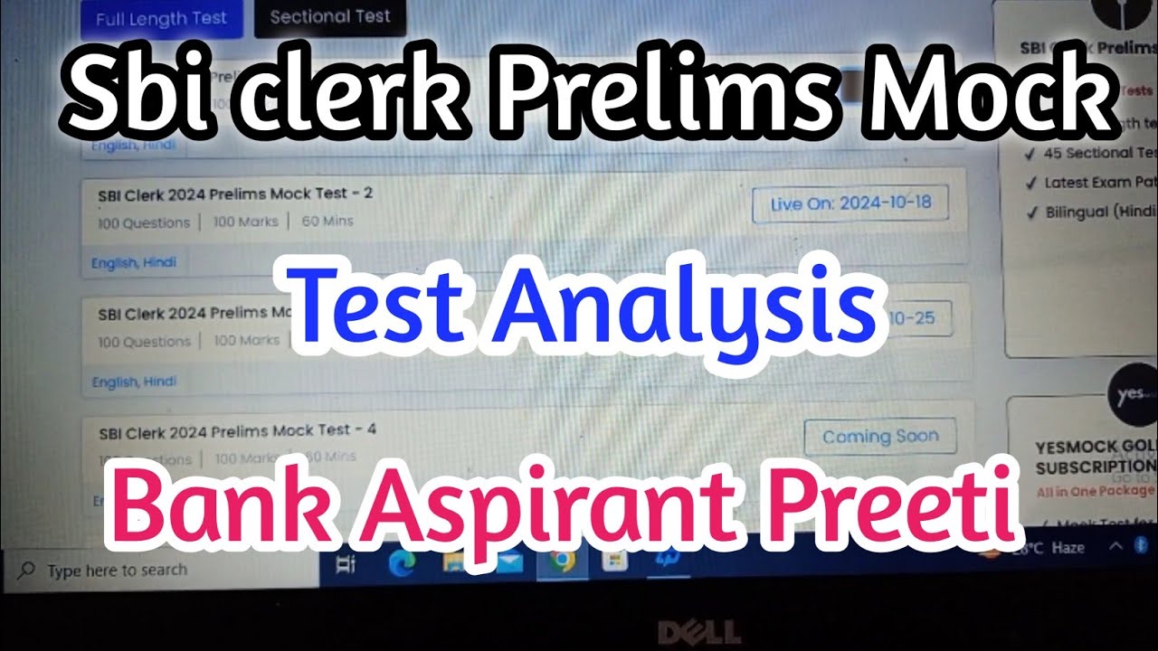 sbi clerk prelims mock test Analysis #sbipo #ibpspo #sbiclerk #bank ...