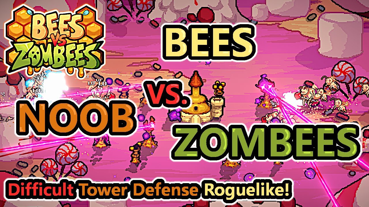 NOOB vs. BEES vs. ZOMBEES! Who Wins In This Difficult Tower Defense Roguelike? | Bees vs Zombees ...