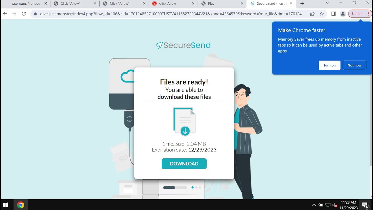 Give-just.monster malicious pop-up removal. - YouTube