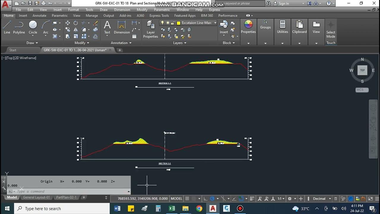 how to calculate excavation quantity in Autocad - YouTube