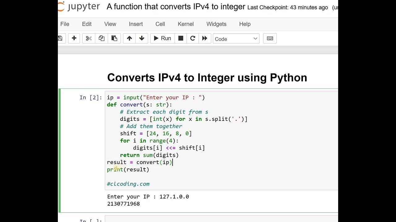 Day 131 : Converts IPv4 to Integer using Python - YouTube