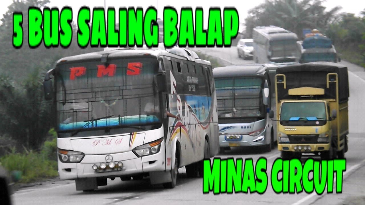 LIMA BUS SALING BALAP DI MINAS, RIAU - YouTube