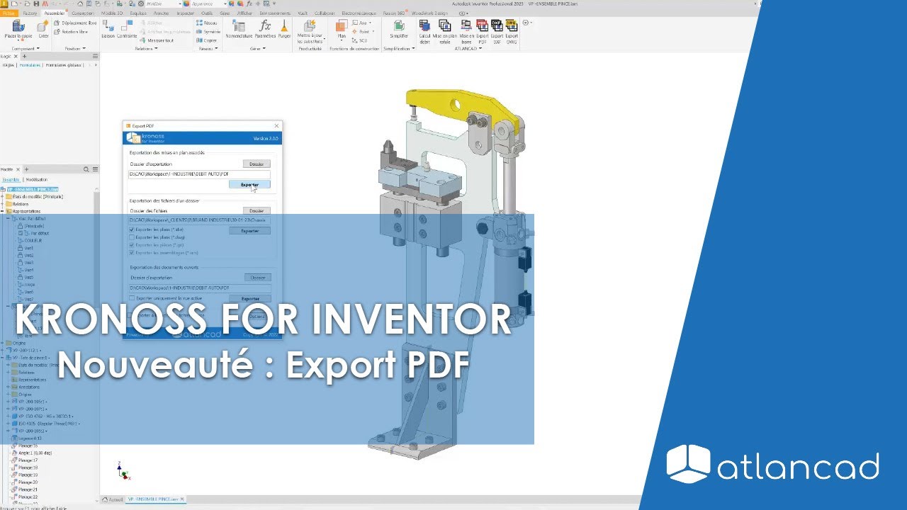 Nouveauté Kronoss for Inventor : Export PDF - YouTube