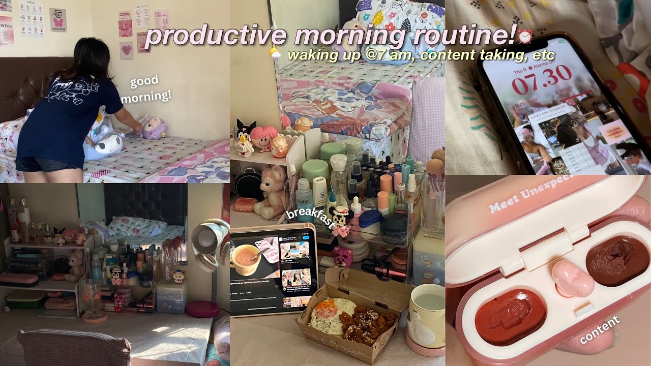 PRODUCTIVE MORNING ROUTINE : waking up at 7AM, breakfast, content ...
