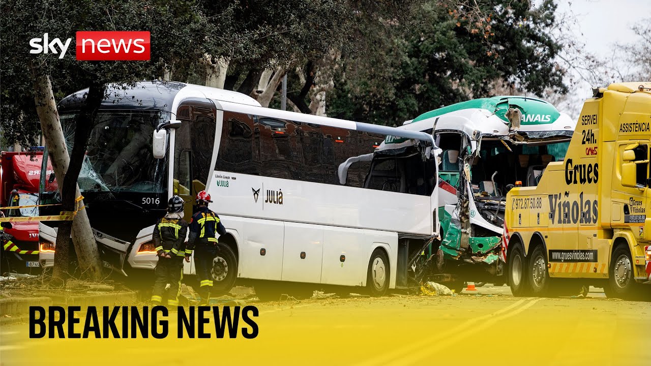 People injured after Barcelona bus crash - reports - YouTube