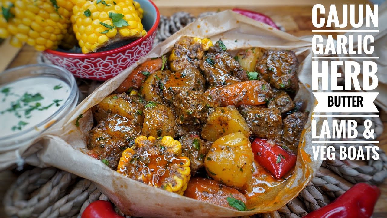 CAJUN GARLIC HERB BUTTER LAMB & VEG BOATS - YouTube