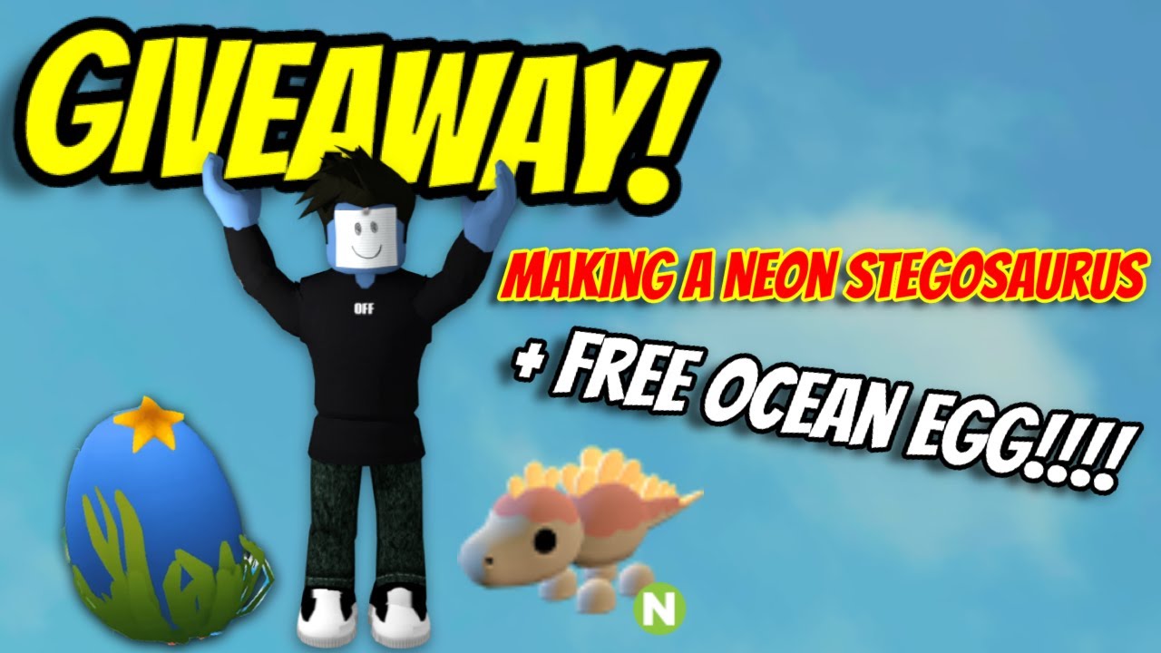 Adopt Me - Making a Neon Neon Stegosaurus! Free Ocean Egg Giveaway ...