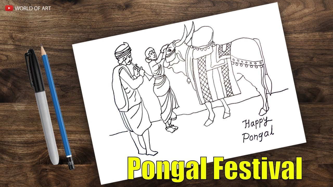 How to draw Pongal | Makar sankrant festivity - YouTube