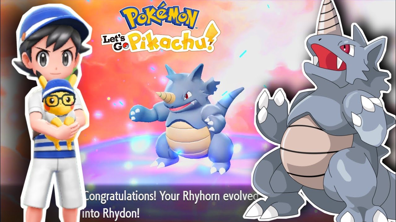MY RHYHORN EVOLVED INTO RHYDON ! | Pokemon Let's Go Pikachu Gameplay ...