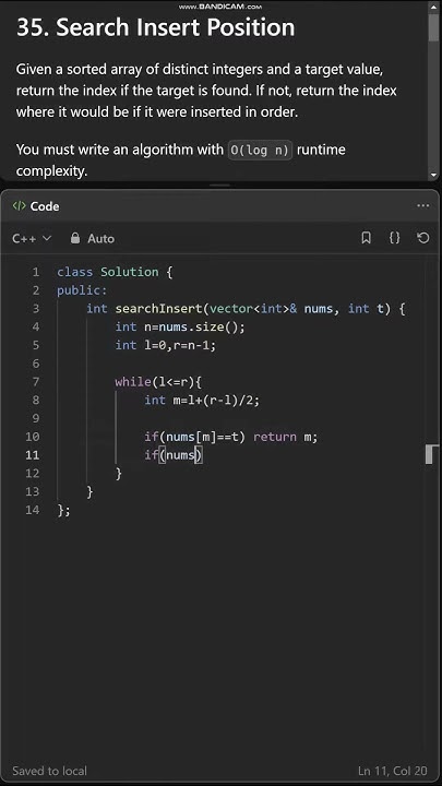Search Insert Position Leetcode Dsa Coding Placement Problem