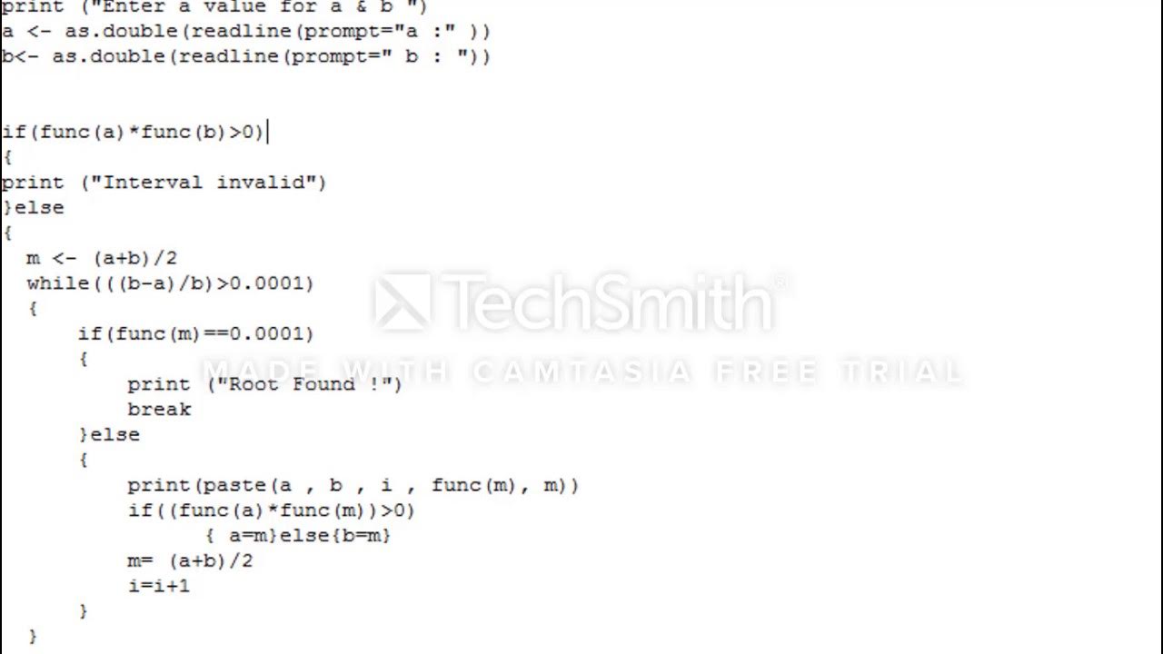 Program for Bisection method in R - YouTube