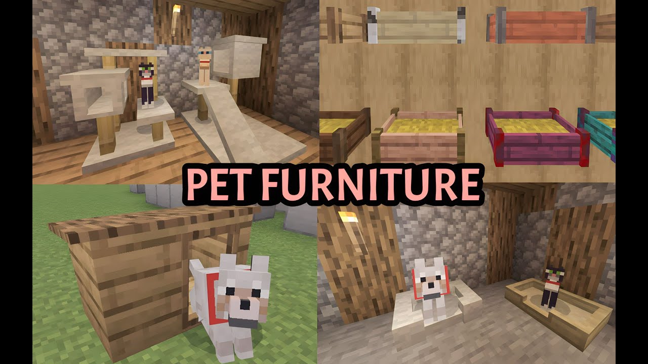 MCPE l Casas para mascotas/Pet Houses l Pet Furniture l Addon Minecraft ...