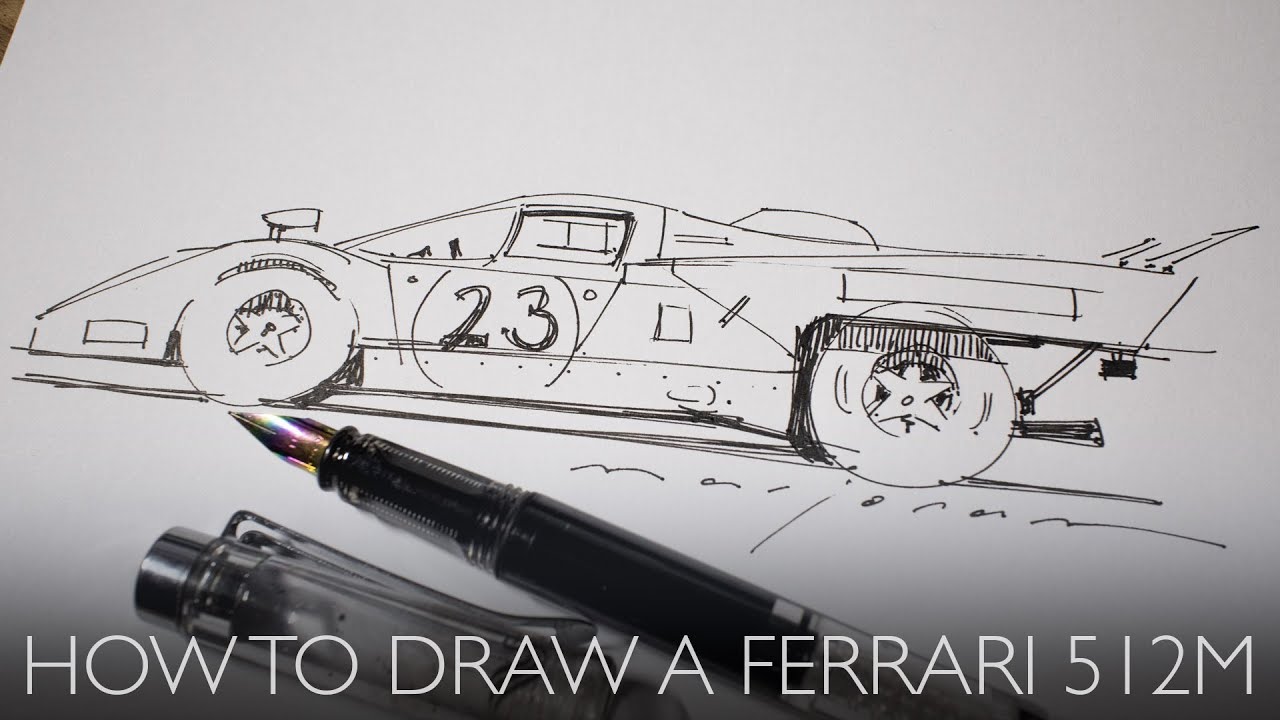How to draw a Ferrari 512M sports car in just a few minutes - simple ...