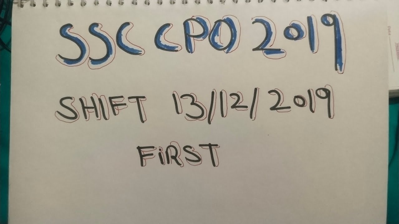 SSC CPO 2019 SHIFT 13/Dec/2019 #ssc #cpo #cgl #banking #CPO2024 - YouTube