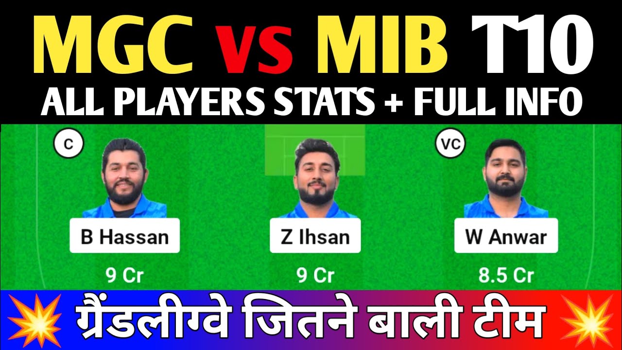 MGC vs MIB DREAM11 | MIB vs MGC DREAM11 Prediction | MGC vs MIB ECS ...