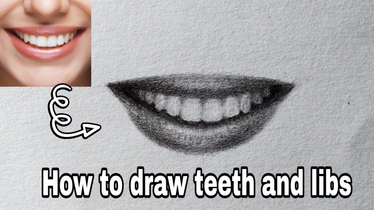 how to draw teeth and realistic libs - YouTube