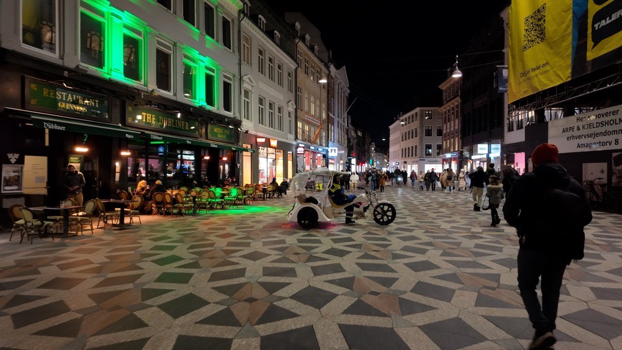 Walking in Copenhagen - Night Time walk on a Cold Winter Night | 4K HDR ...