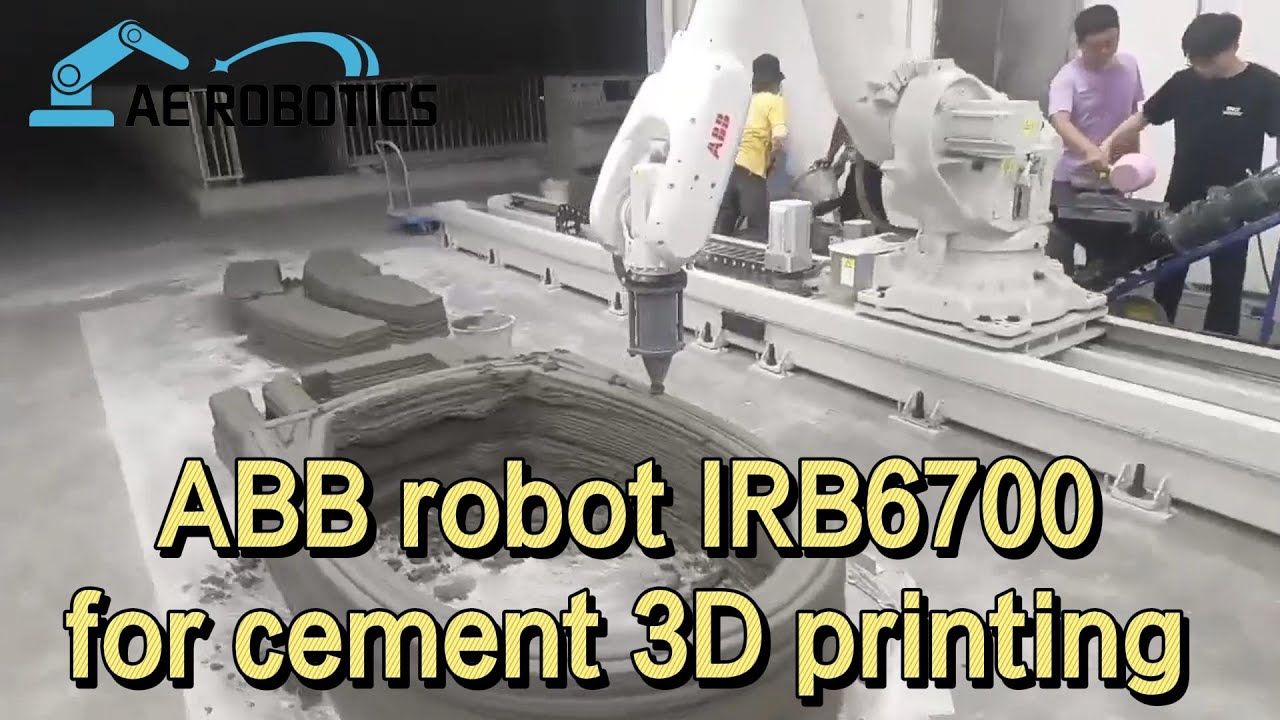 ABB robot IRB6700 for cement 3D printing - YouTube