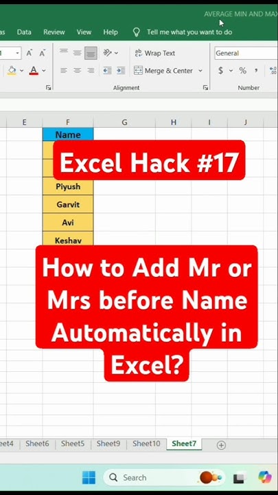 How to Add Mr or Mrs Before Name Automatically in Excel #shorts #excel #shortvideo #viralvideo ...