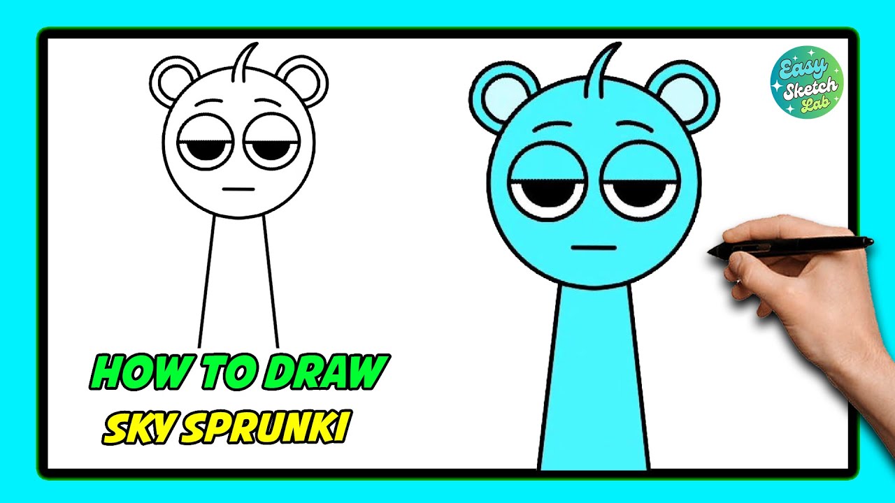 How to Draw Easy Sky Incredibox Sprunki Character | Step-by-Step ...
