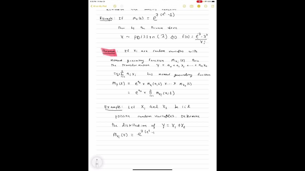 Moment generating and transformations of poisson random variables - YouTube