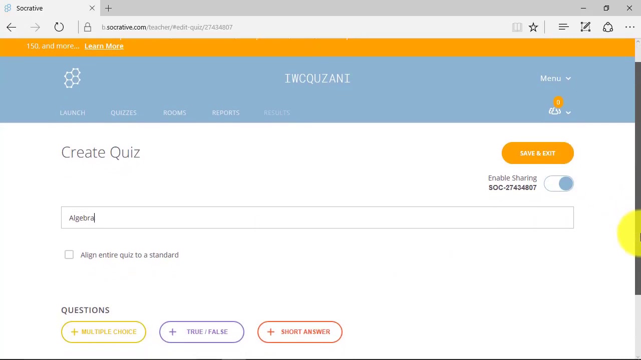 Creating a Quiz in Socrative - YouTube