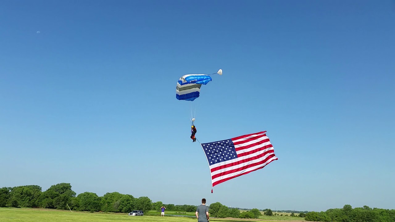 Parachute jump American flag - YouTube