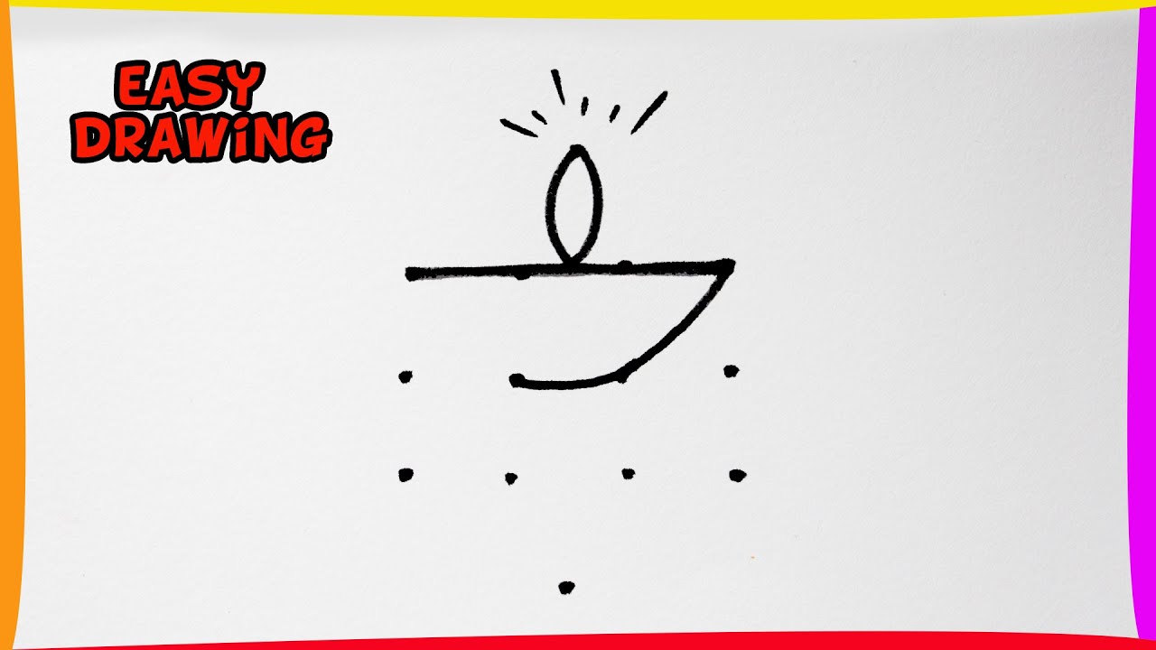 Easy Diwali festival drawing for you - small diwali drawing with Dots ...