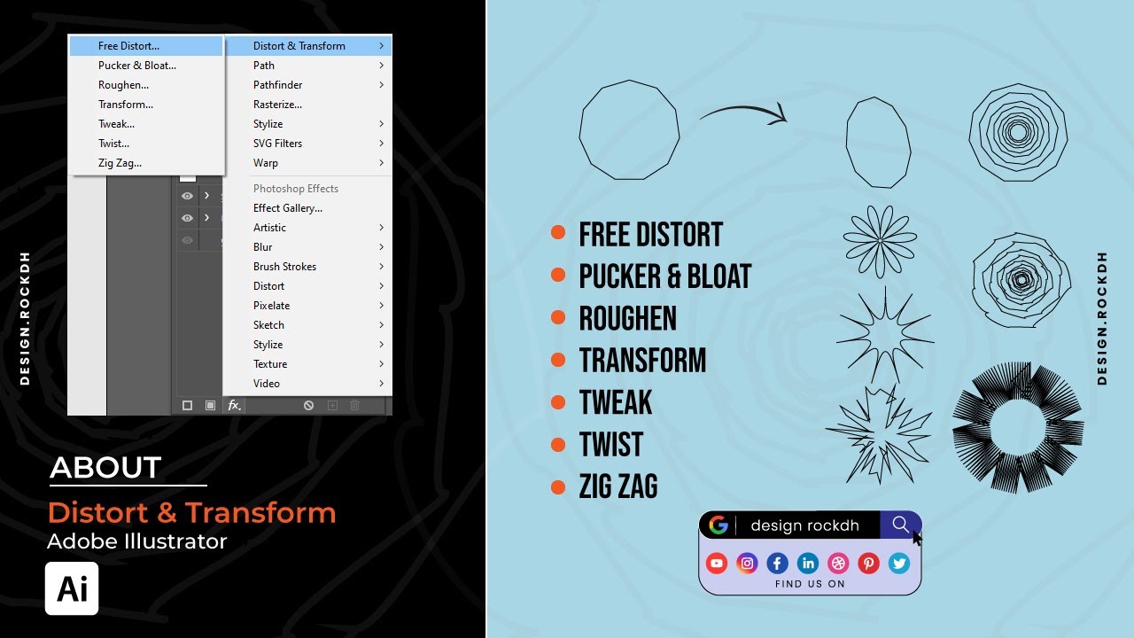 Distort & Transform in Adobe Illustrator | design.rockdh - YouTube