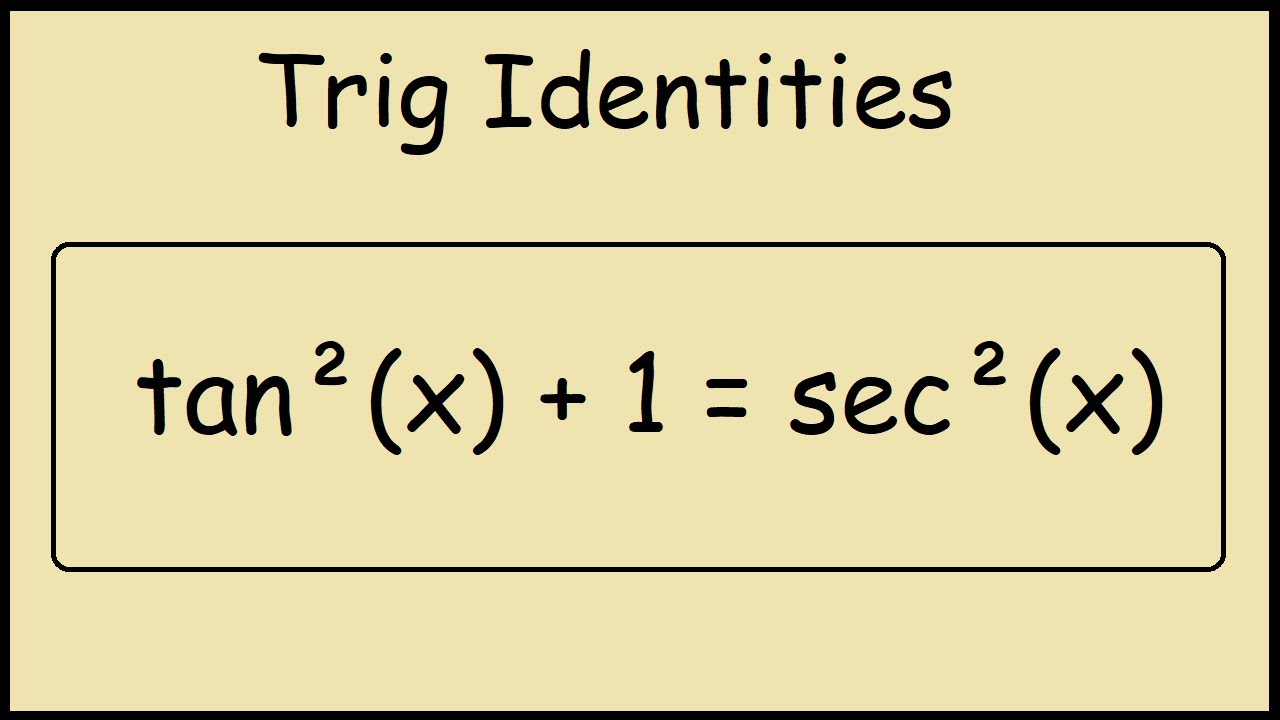 Tan 2 x 1 Sec 2 x Prove Trig Identity YouTube