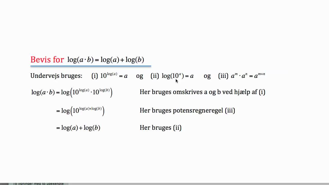 Bevis For Logaritmeregnereglen Log a b log a log b YouTube Bevis For Logaritmeregnereglen Log a b log a log b YouTube