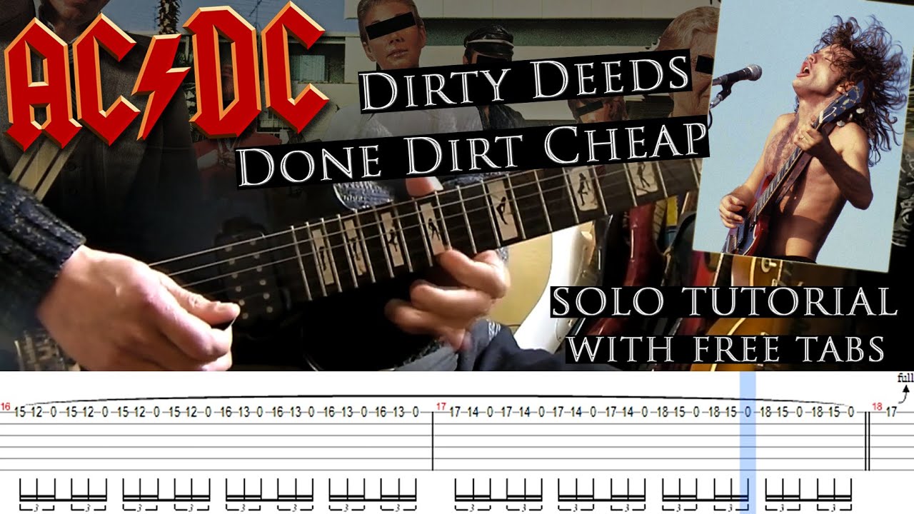 AC/DC - Dirty Deeds Done Dirt Cheap guitar solo lesson (with tablatures ...