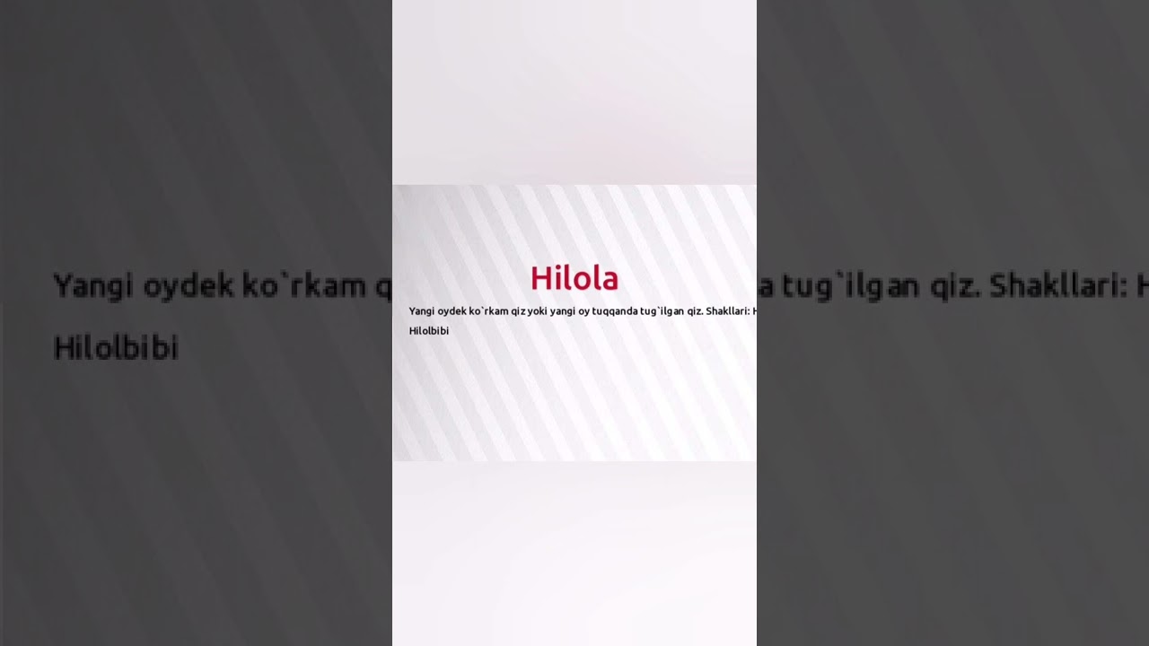 HILOLA ismining ma'nosi - YouTube