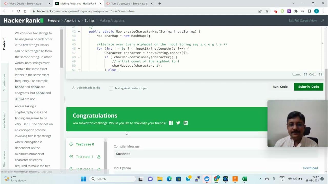 Making Anagrams Solution Approach With Code Example Hackerrank Challenge Youtube