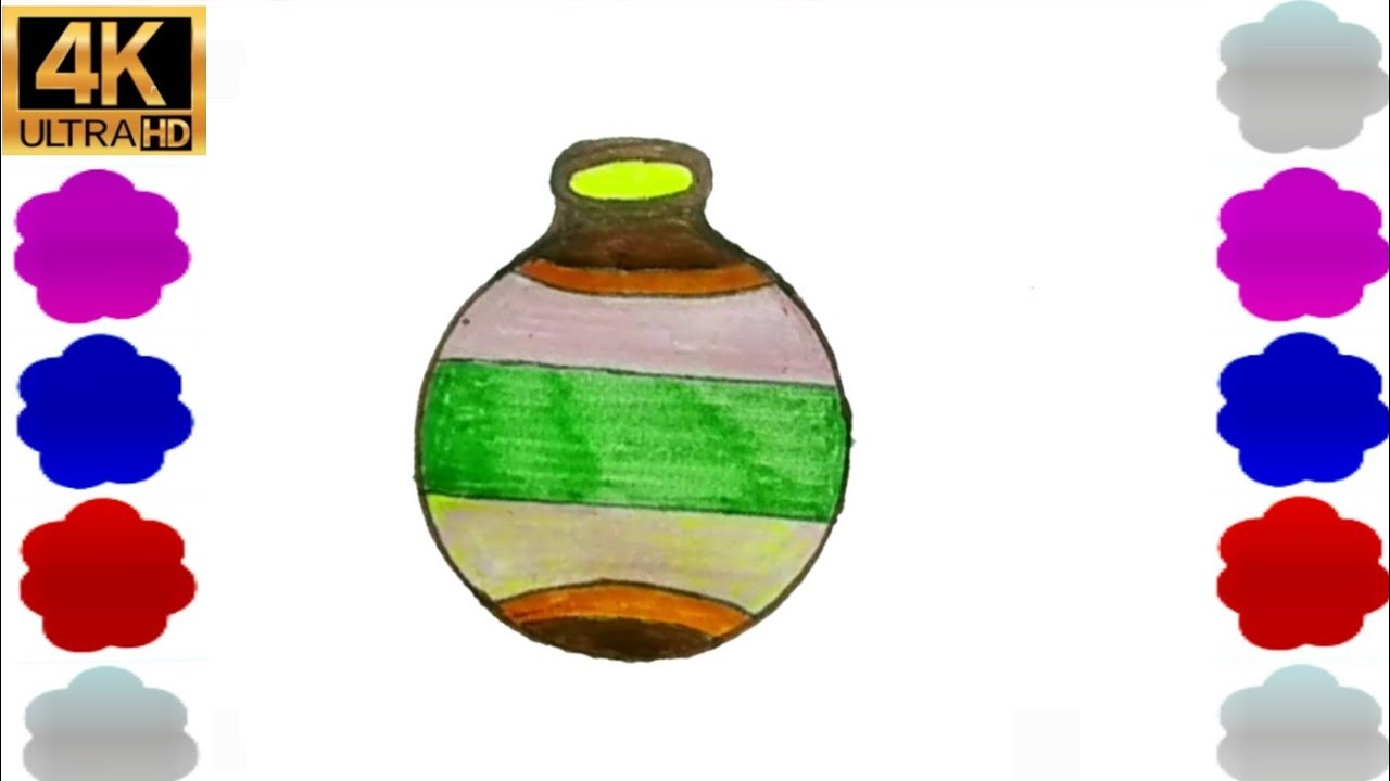 how to draw Pani ka matka, easy learn step by step, drawing colouring ...