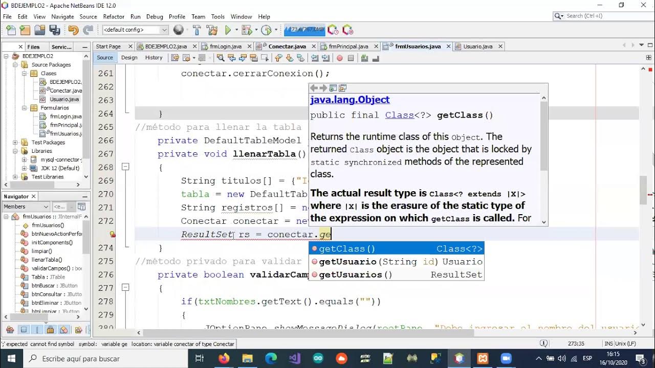 7-JAVA Y MYSQL EJEMPLO 2 (LLENADO DE TABLA Y CONSULTAR USUARIOS )PARTE IV - YouTube