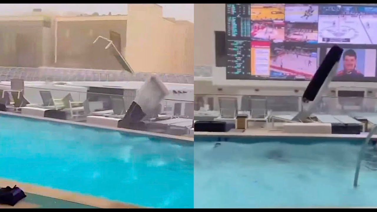 LAS VGEAS HIT BY HUGE HIGH WINDS Kicking off pool season Massive damage ...