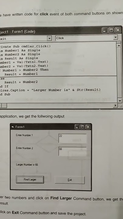 coding of If-Then-Else statement ....to find the larger number.....in ...