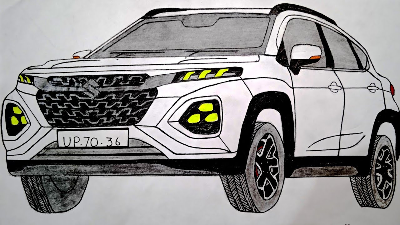 How To Draw Maruti Suzuki Fronx. Sketch of Maruti Suzuki Fronx.( First ...