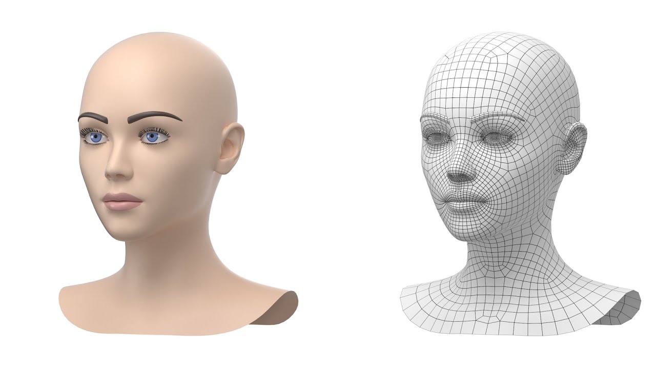 Stylized Female 01 Head Base Mesh 3D Model (preview) - YouTube