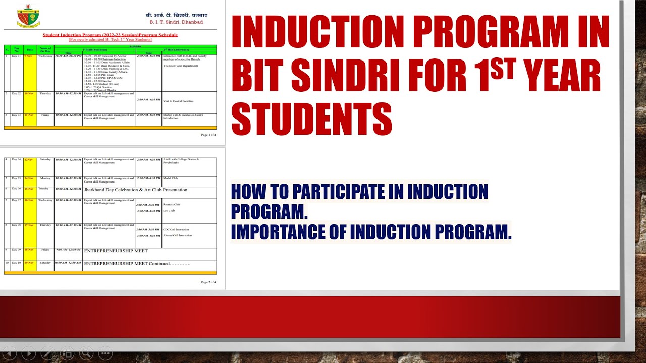 All About Induction program of BIT Sindri 2022|1styear Semester Class ...