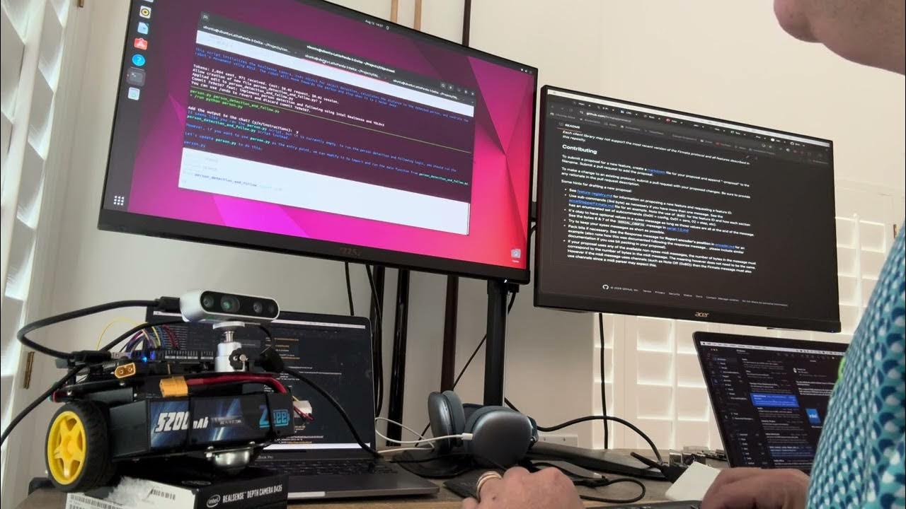 AI Writing Robot Follow Me Code Running an Intel RealSense Camera - YouTube