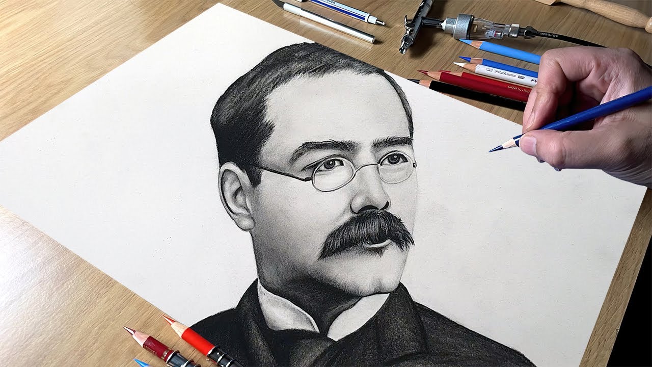 Drawing Rudyard Kipling - Pencil Drawing Timelapse | Watch Us Draw ...
