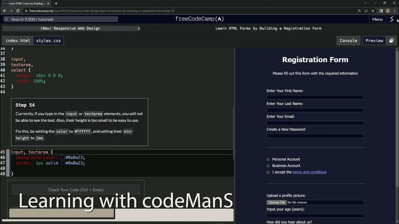 (ARCHIVED) Learn HTML Forms by Building a Registration Form - Step 54 ...