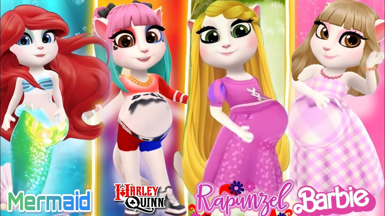 Pregnant Mermaid vs Harley Quinn VS Barbie vs Rapunzel || Talking ...