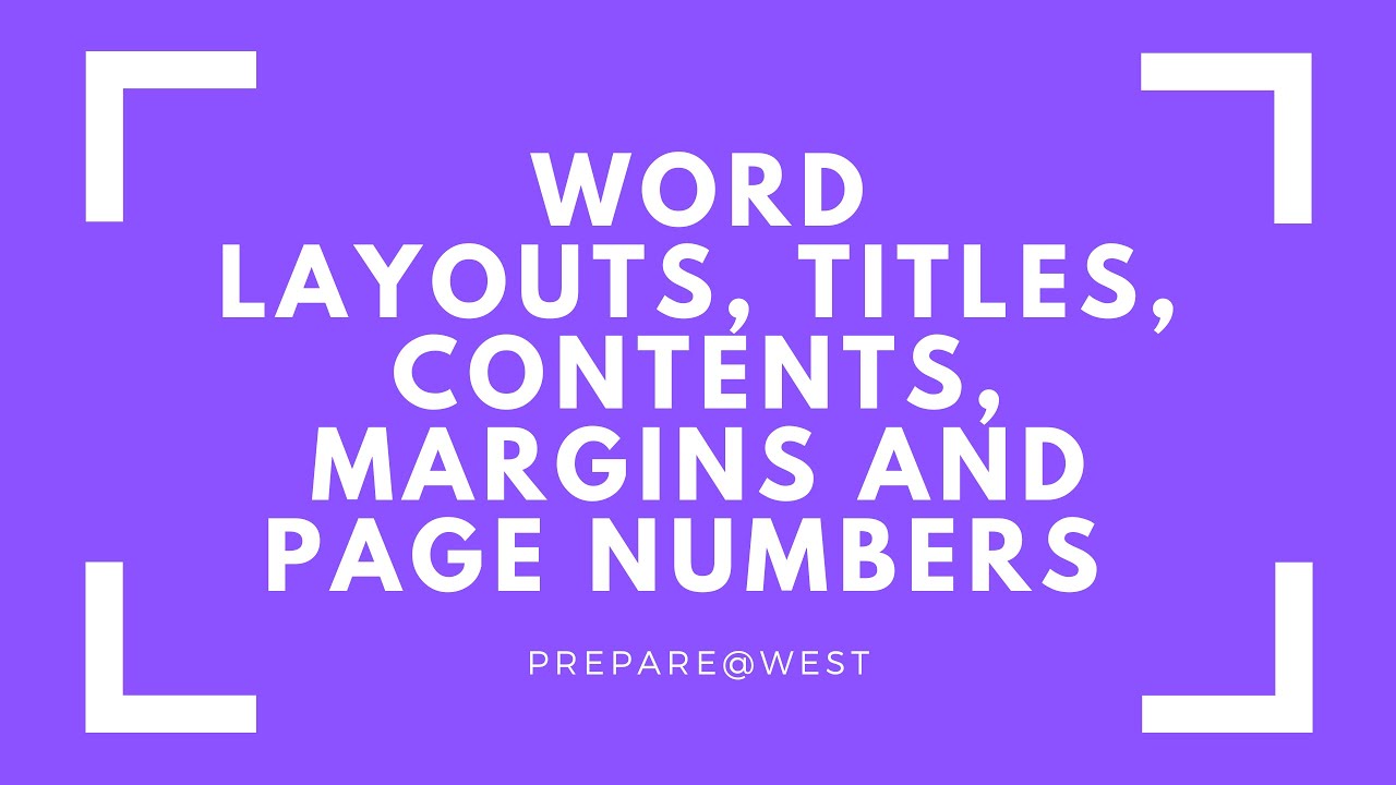 Word titles, page numbers and margins - YouTube