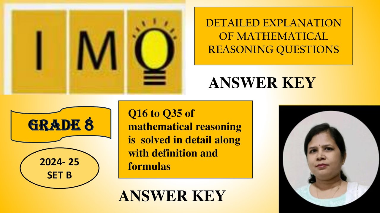 GRADE 8 IMO ANSWER KEY 2024 25 SET B | Q16 to Q35 OF MATHEMATICAL ...